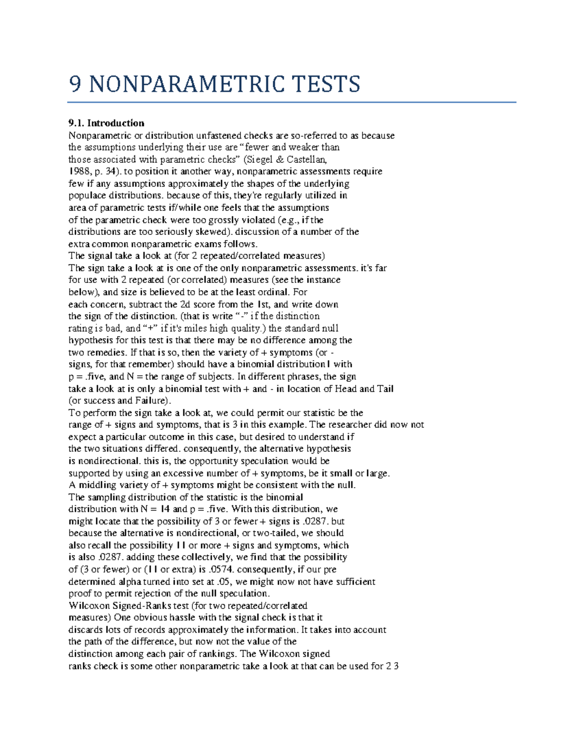 9 Nonparametric Tests F Youre Looking For A Quick And Easy Way To