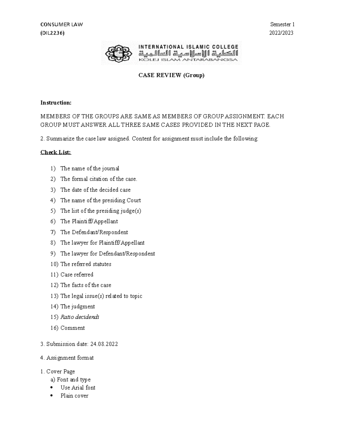 Format CASE Review 1 2 3 - GDBXQAWNLKQ - CONSUMER LAW Semester 1 ...