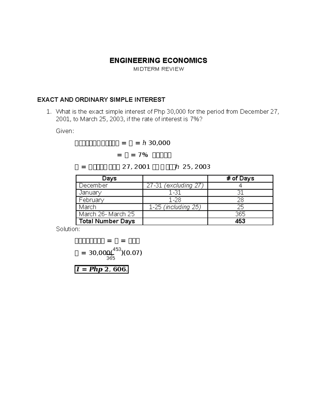 Engineering Economics - ENGINEERING ECONOMICS MIDTERM REVIEW EXACT AND ...