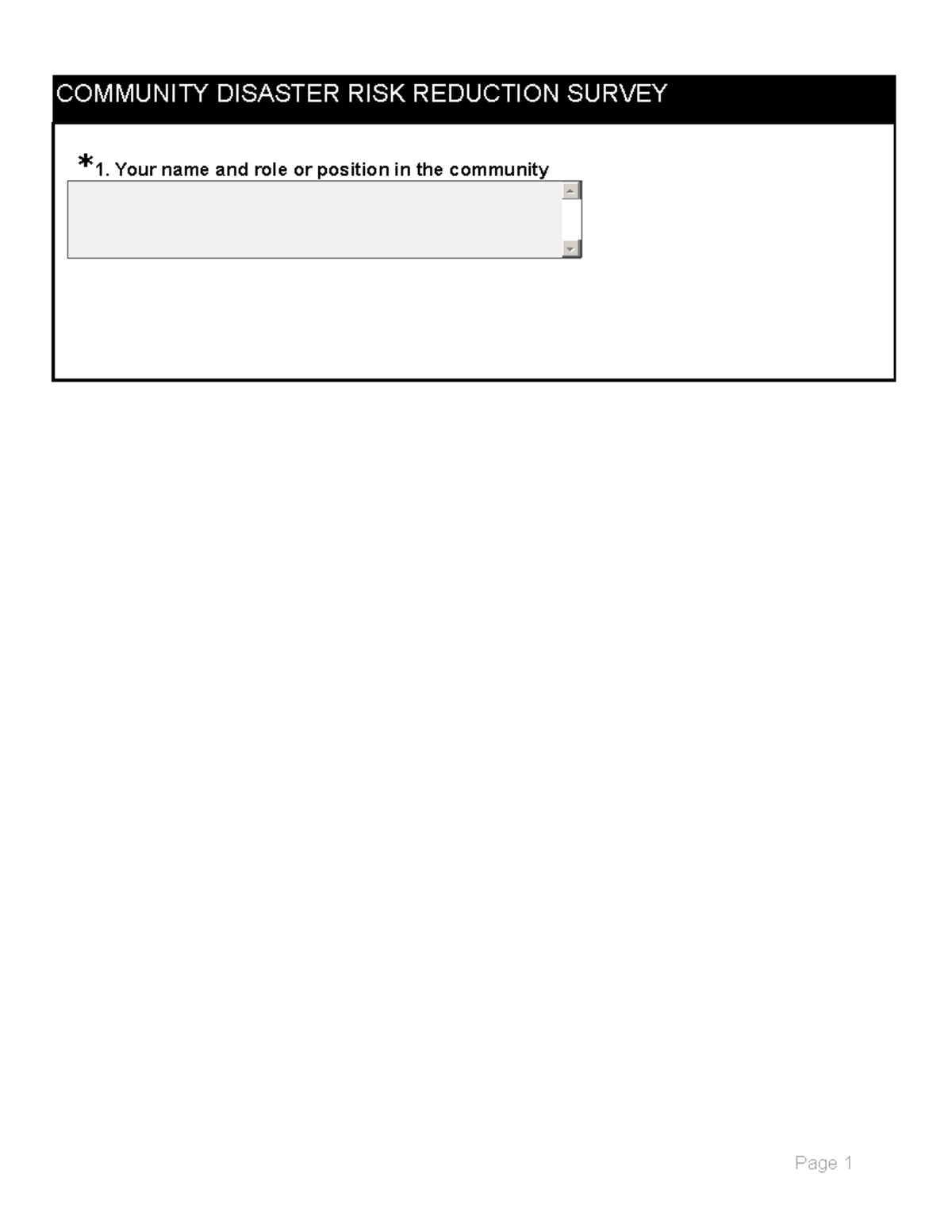 community risk reduction sirvey - Civil Engineering - FSUU - Studocu