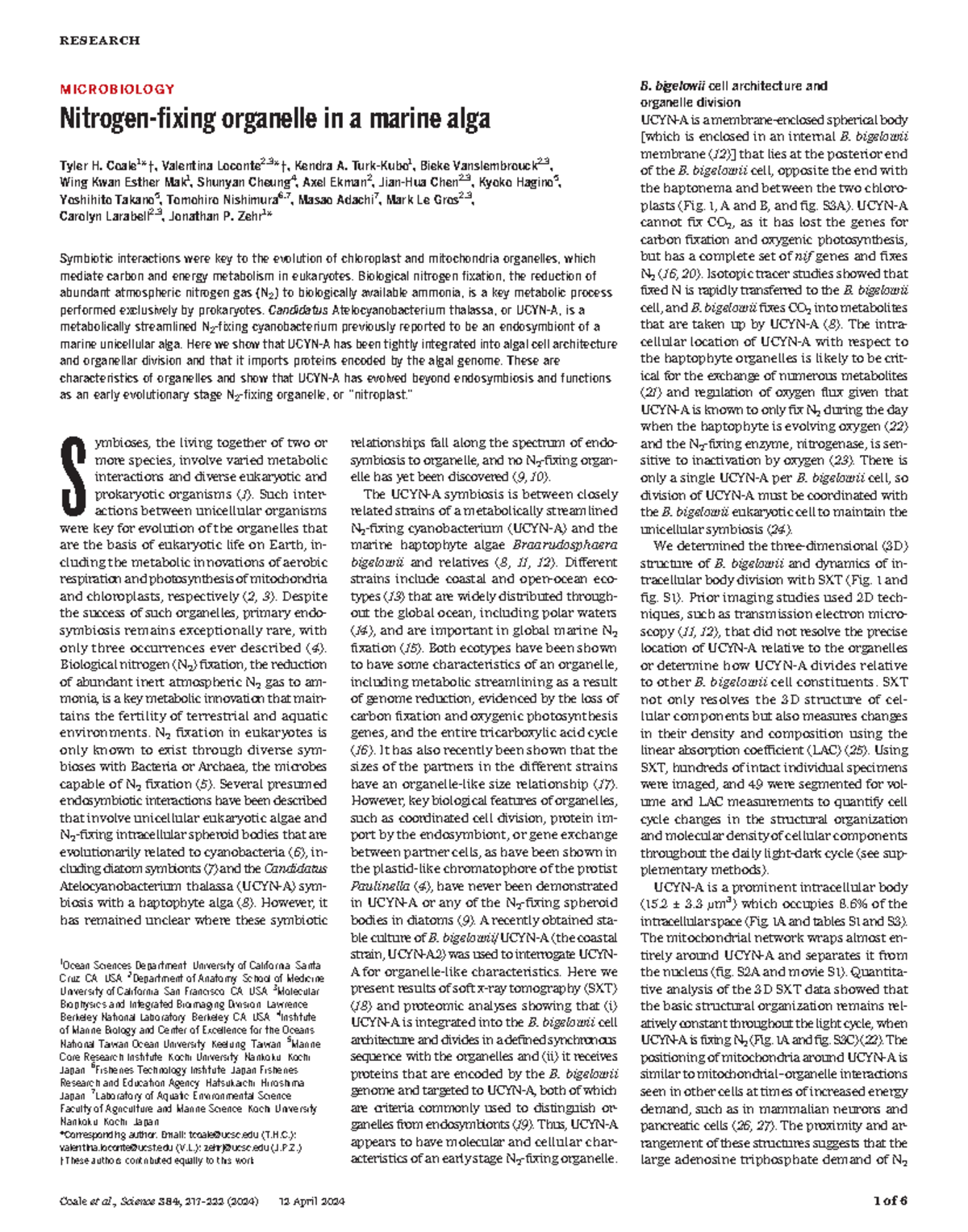 Policy Dynamics - MICROBIOLOGY Nitrogen-fixing organelle in a marine ...