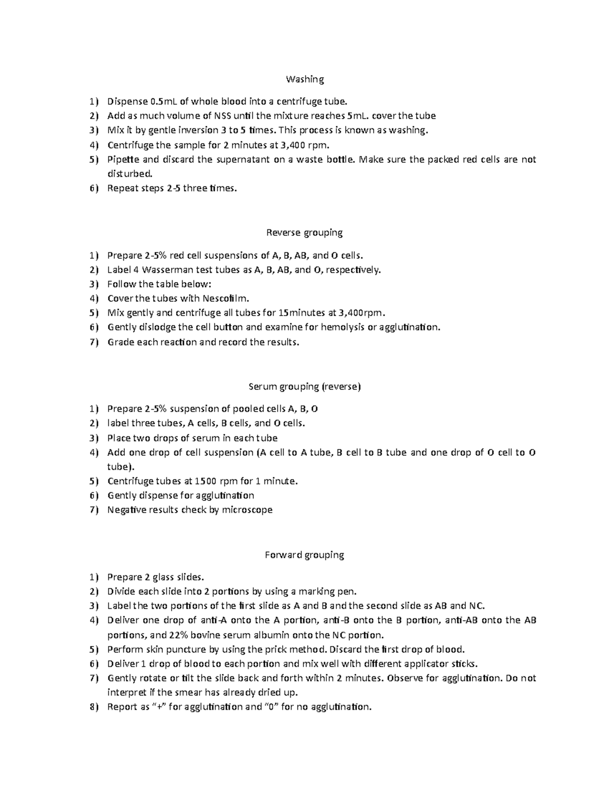 IH-project - IH PROJECT - Washing Dispense 0 of whole blood into a ...