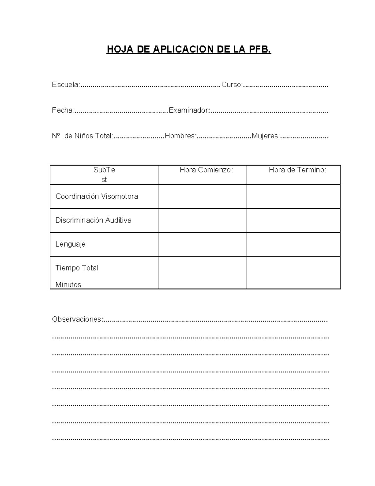 Hoja de aplicacion de la pfb - HOJA DE APLICACION DE LA PFB. - Studocu