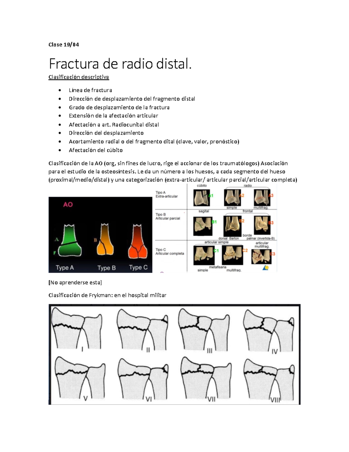 Clase de radio distal clasificación - Clase 19 / Fractura de radio ...