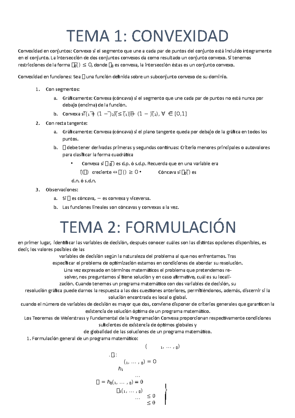 Teoría Programación - Teoria - TEMA 1: CONVEXIDAD Convexidad en conjuntos: Convexo si el ...