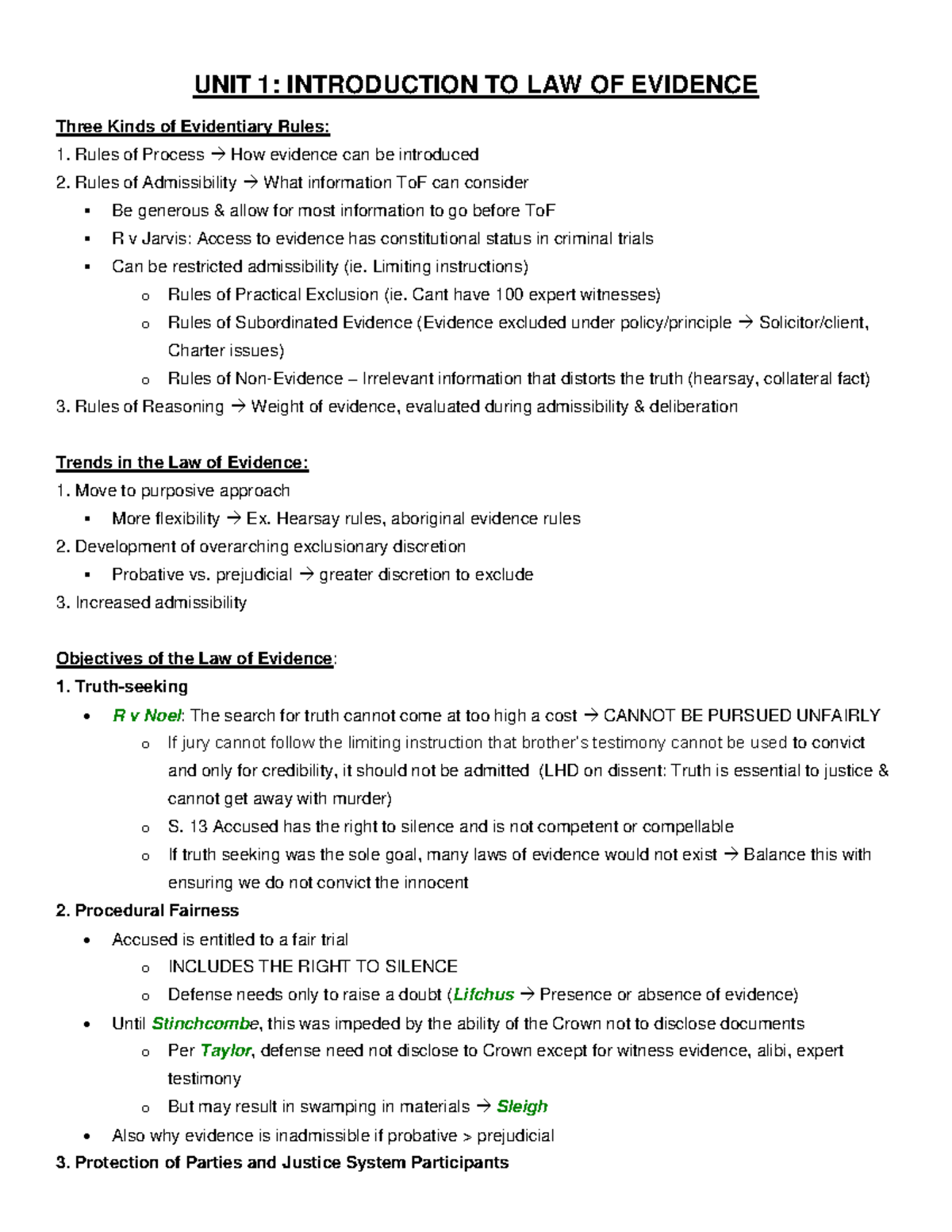Evidence+-+Royal - EVIDENCE - UNIT 1: INTRODUCTION TO LAW OF EVIDENCE ...