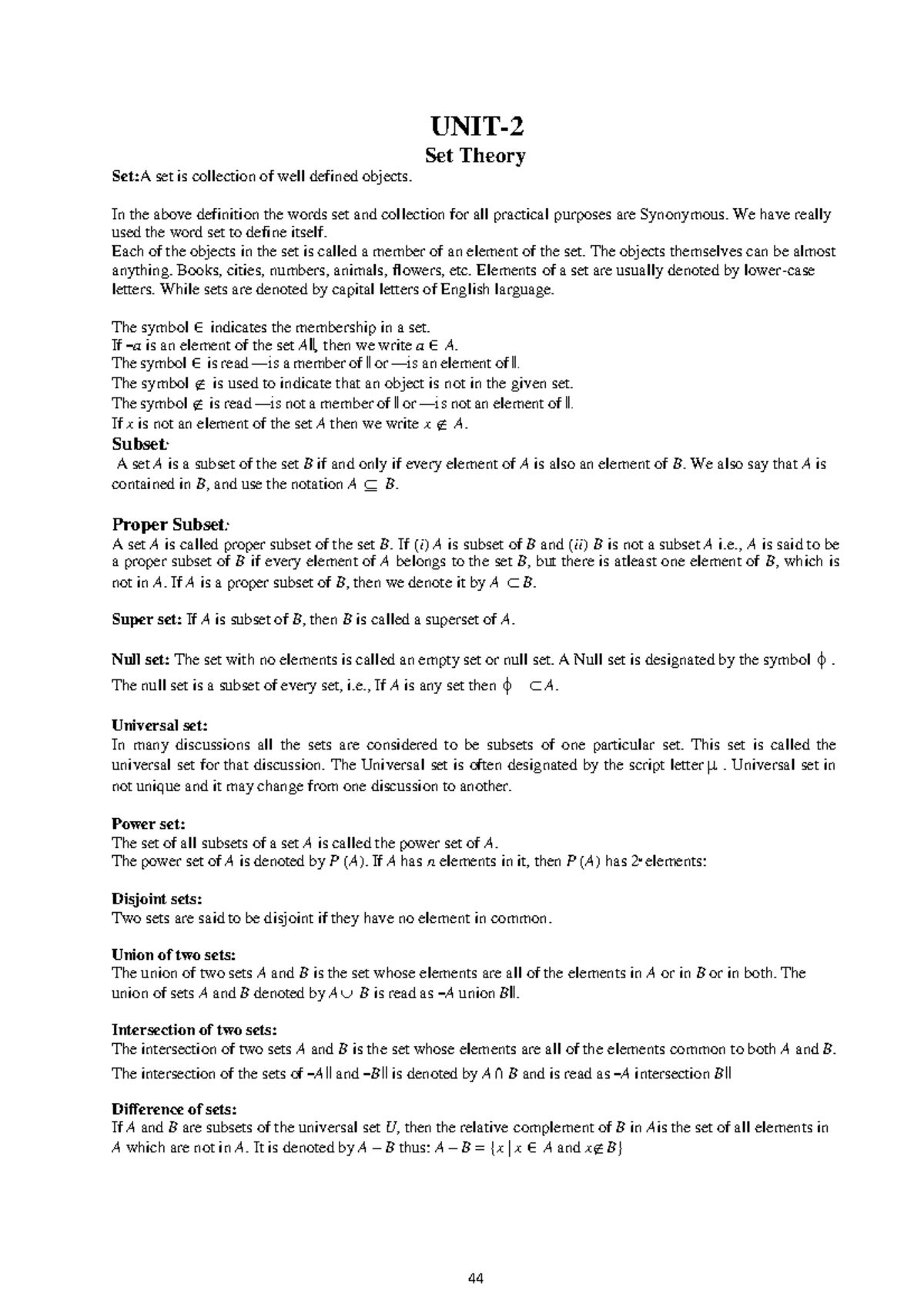 Dm unit 2 notes - r22 syllabus - Set:A set is collection of well ...