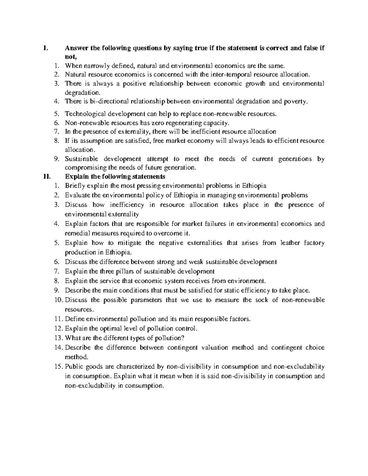 Exercise - well prepared practical worksheet - I. Answer the following ...