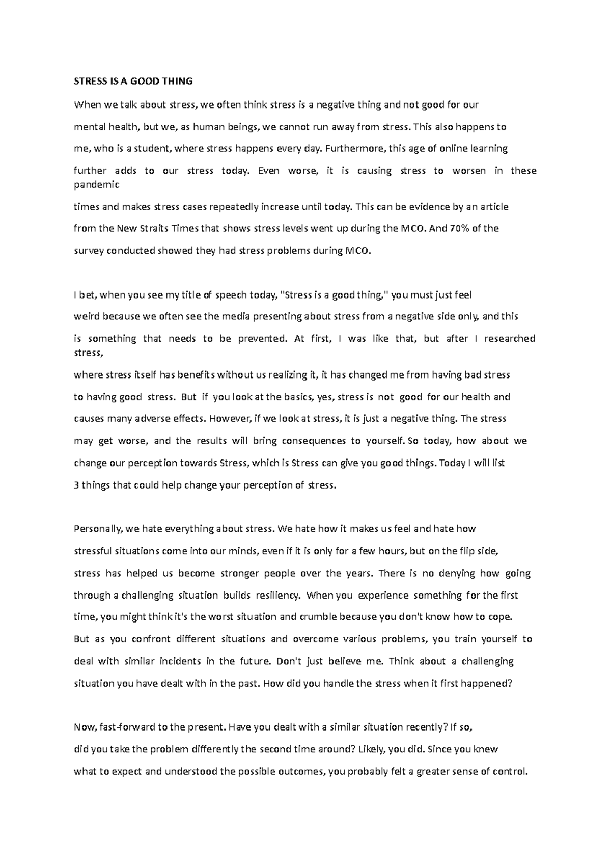 Stress IS A GOOD Thing - trying to practice make perfect - STRESS IS A ...