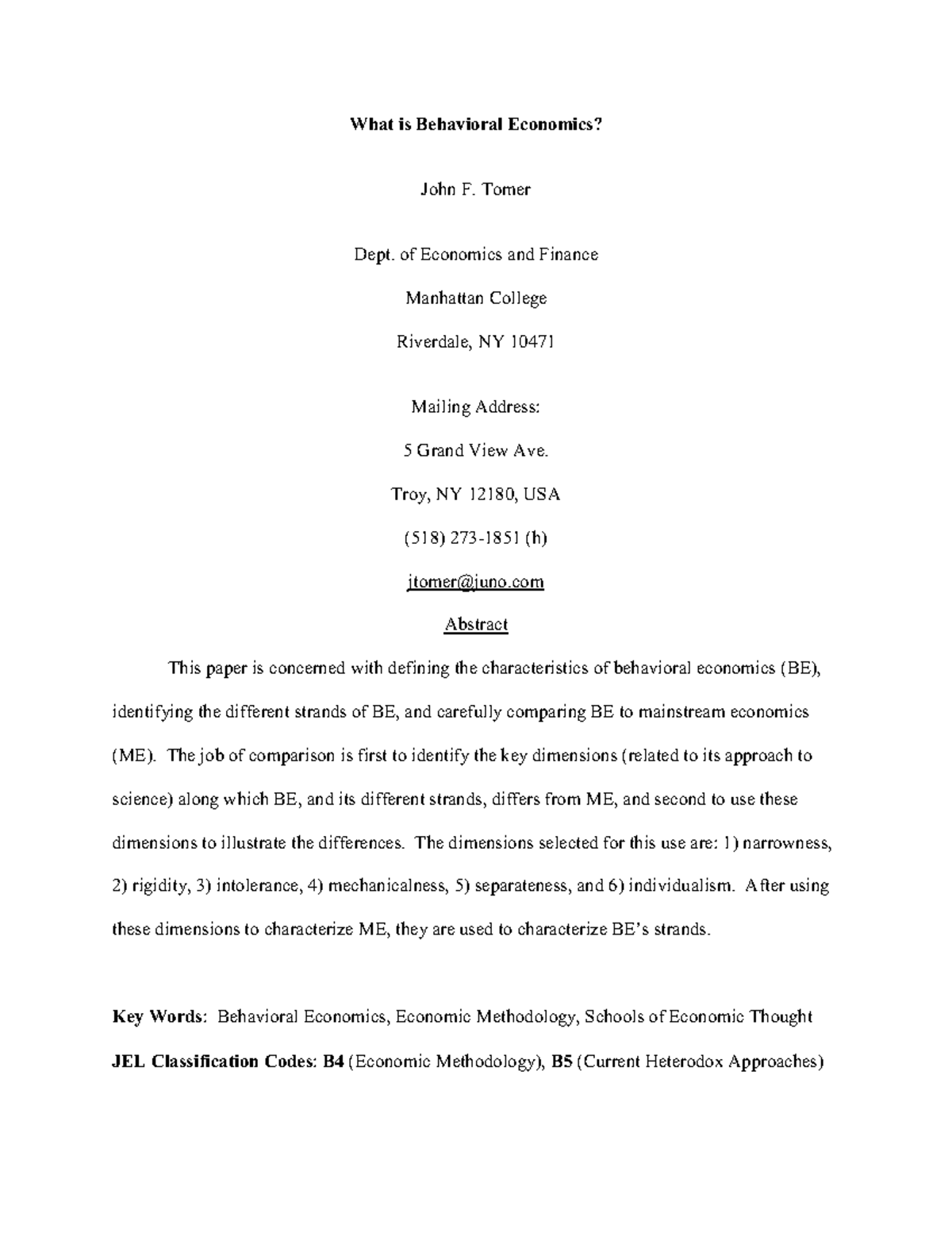 ING What is Behavioral Economics - What is Behavioral Economics? John F ...