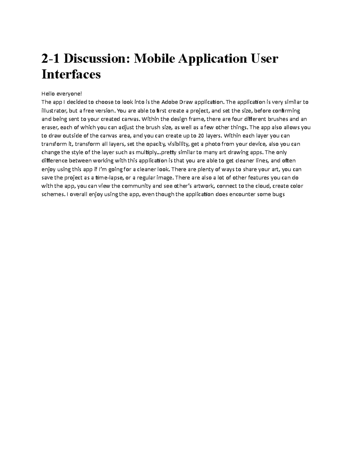 2-1 Discussion Mobile Application User Interfaces - 2-1 Discussion ...
