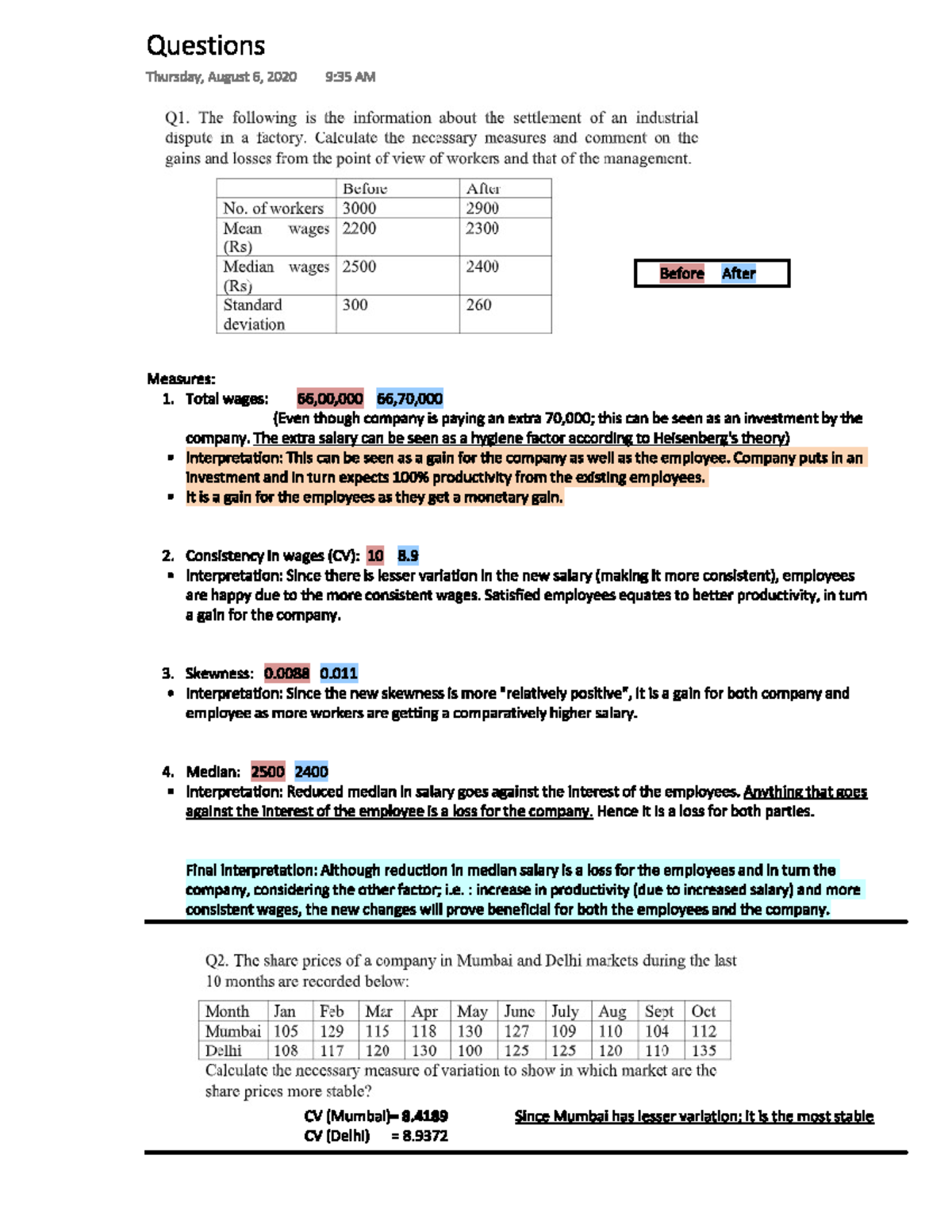 Solved Example - Lecture notes 2 - Business Statistics - Studocu