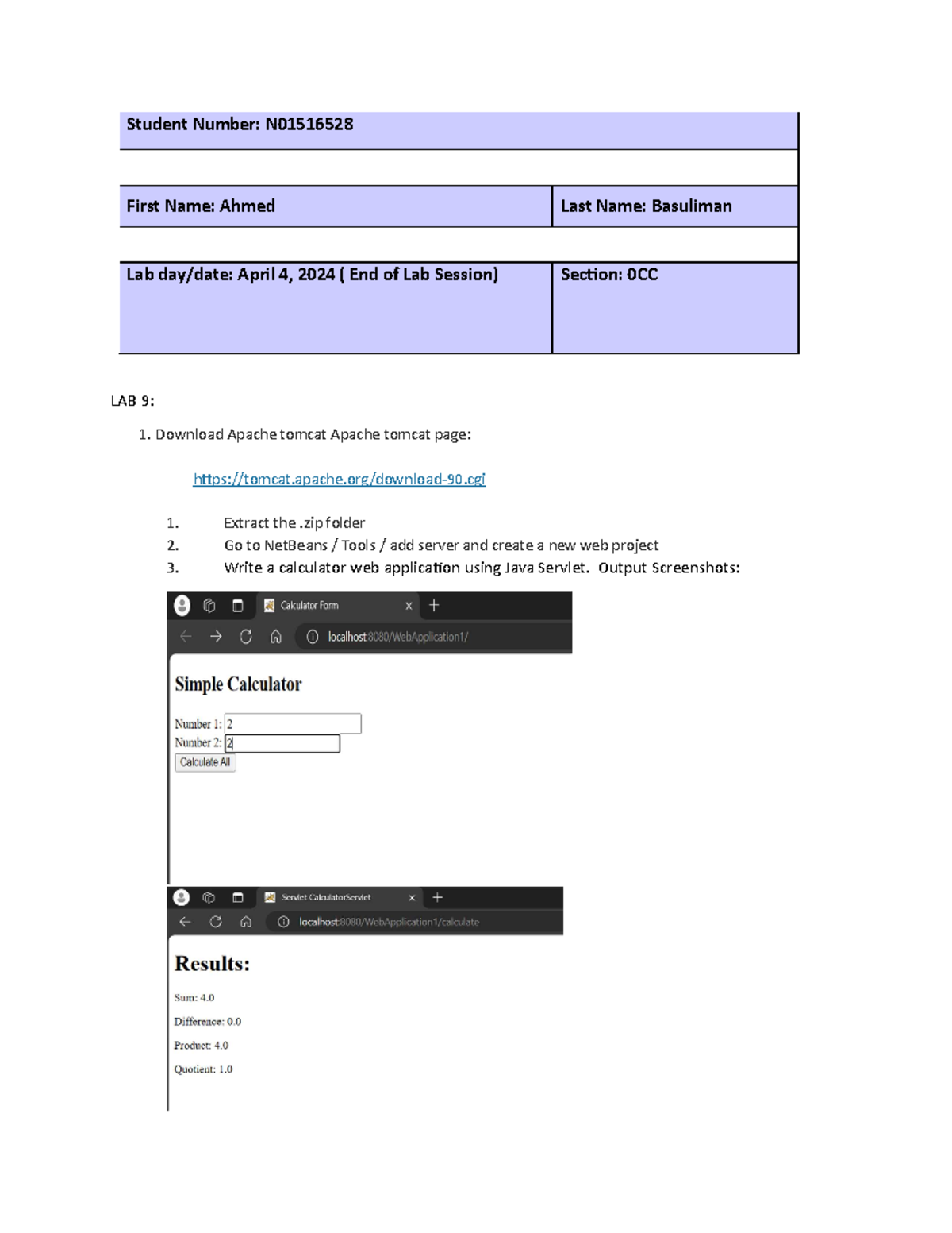 Ceng254 lab9 - notes - Student Number: N First Name: Ahmed Last Name ...