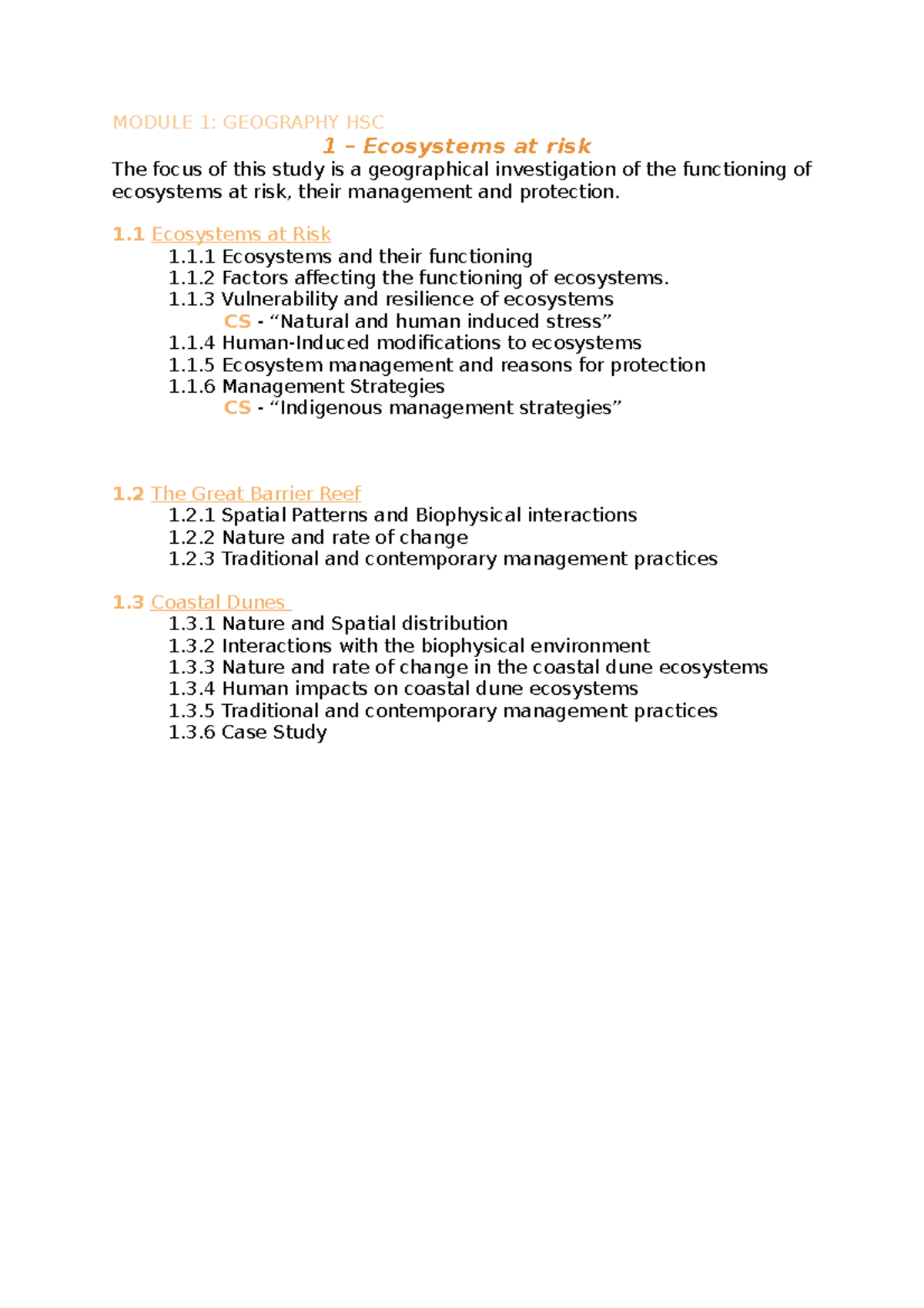 Geography HSC Overall - Points to know - Includes easy to interpret ...