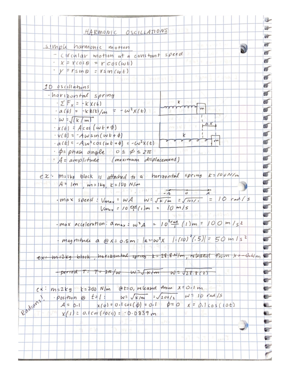 Harmonic Oscillations Practice - PH-UY 1013 - Studocu