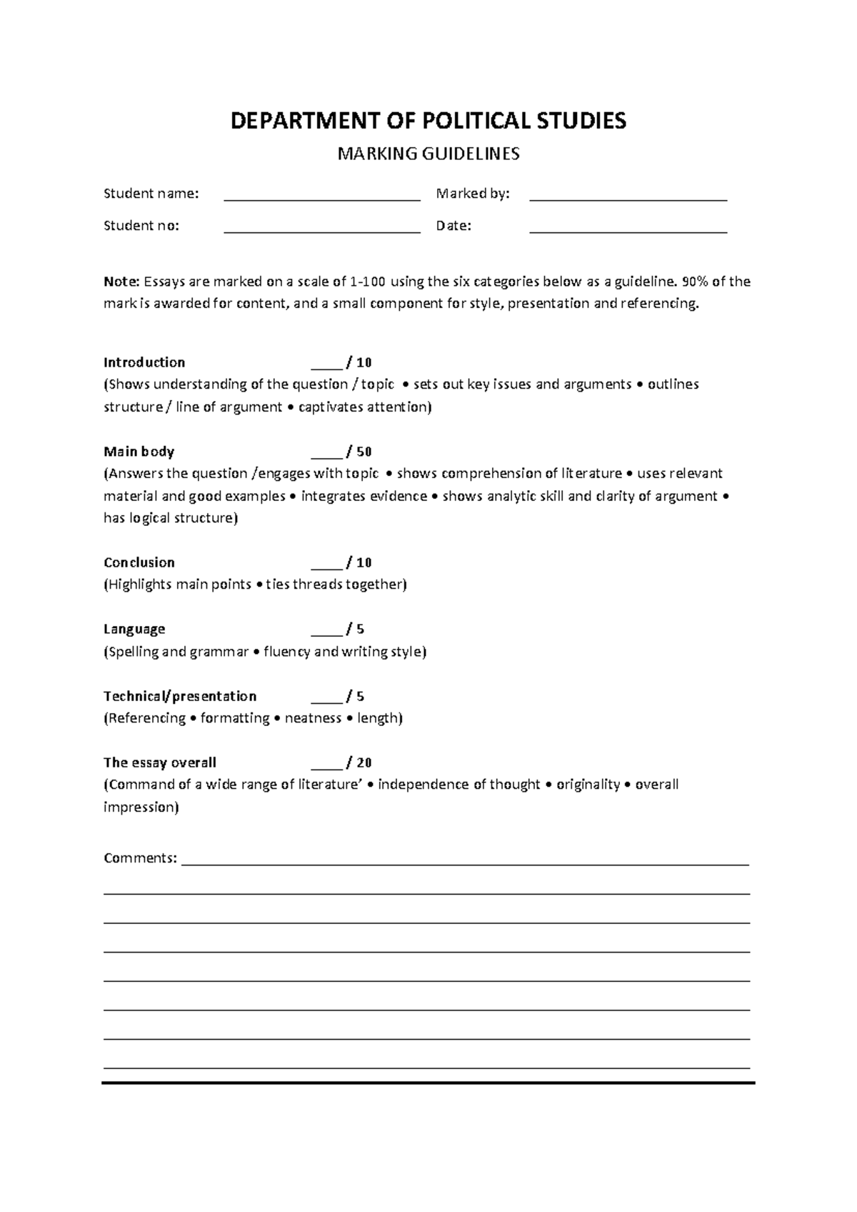 Marking Guideline - Here is what to look out for when writing your as ...