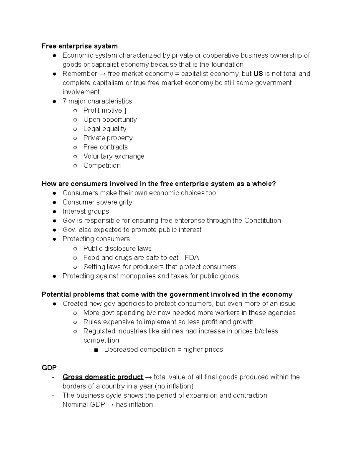 Economic Notes - Day 5 - Free enterprise system Economic system ...