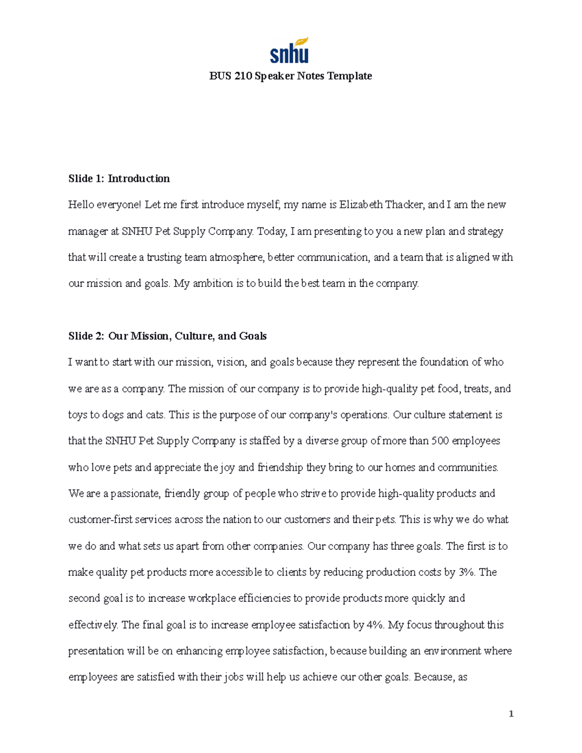 Speaker Notes Thacker 2 - BUS 210 Speaker Notes Template Slide 1 ...