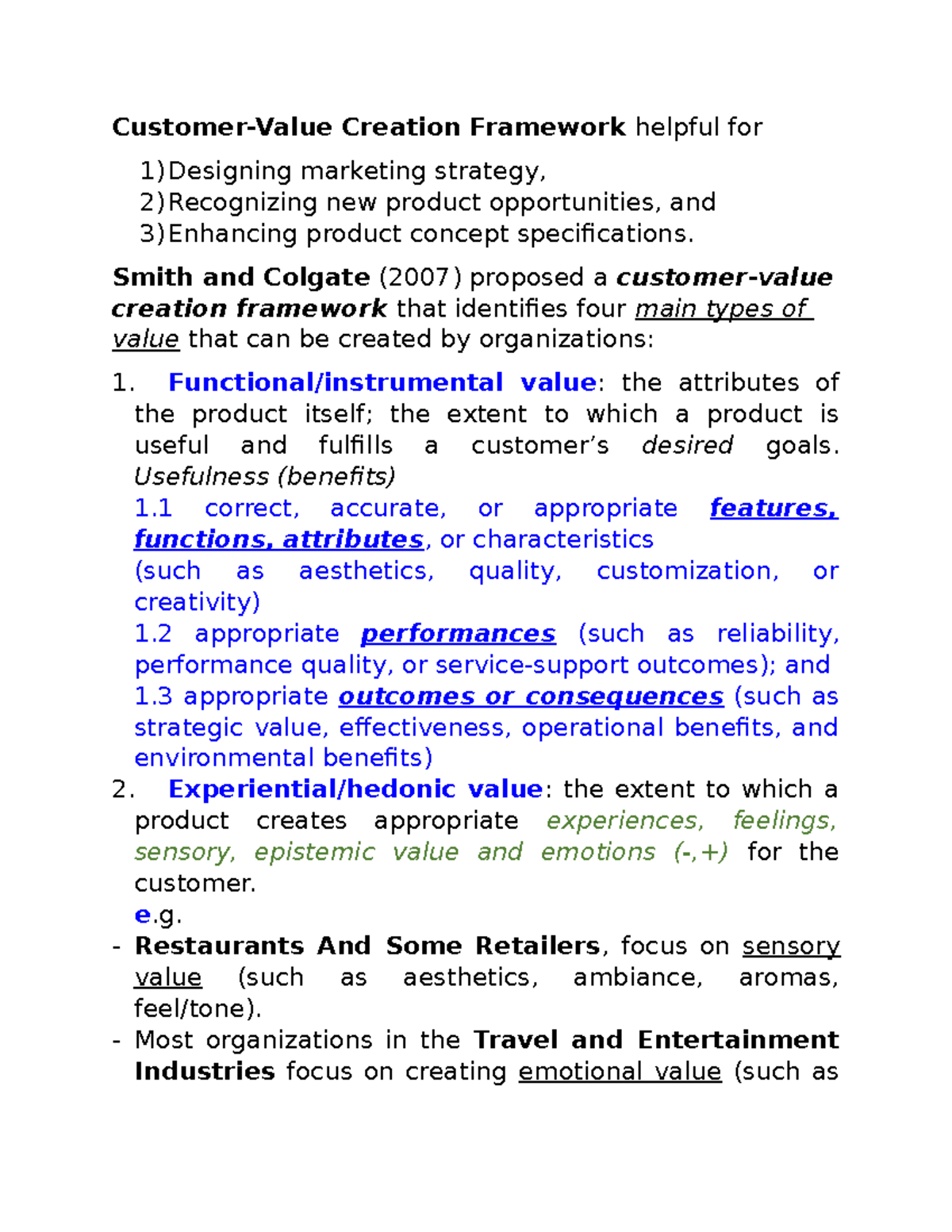 Smith-Summary - dddd - Customer-Value Creation Framework helpful for 1 ...