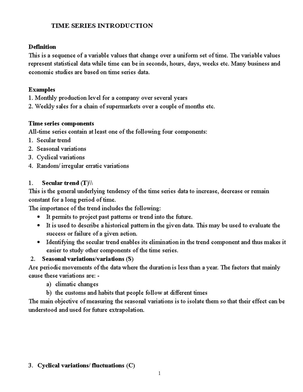 Time Series Introduction Time Series Introduction Definition This Is A Sequence Of A Variable