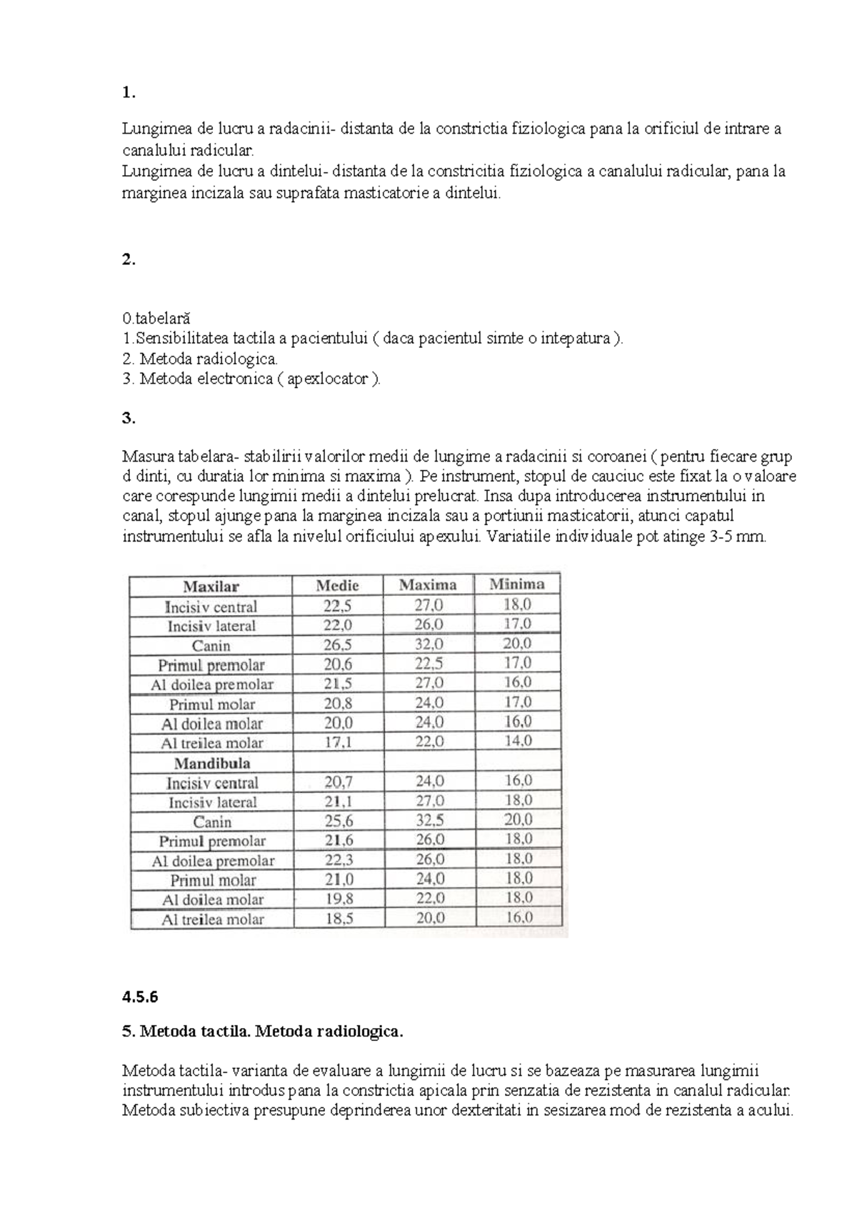 Endo tem6 - 1. Lungimea de lucru a radacinii- distanta de la ...
