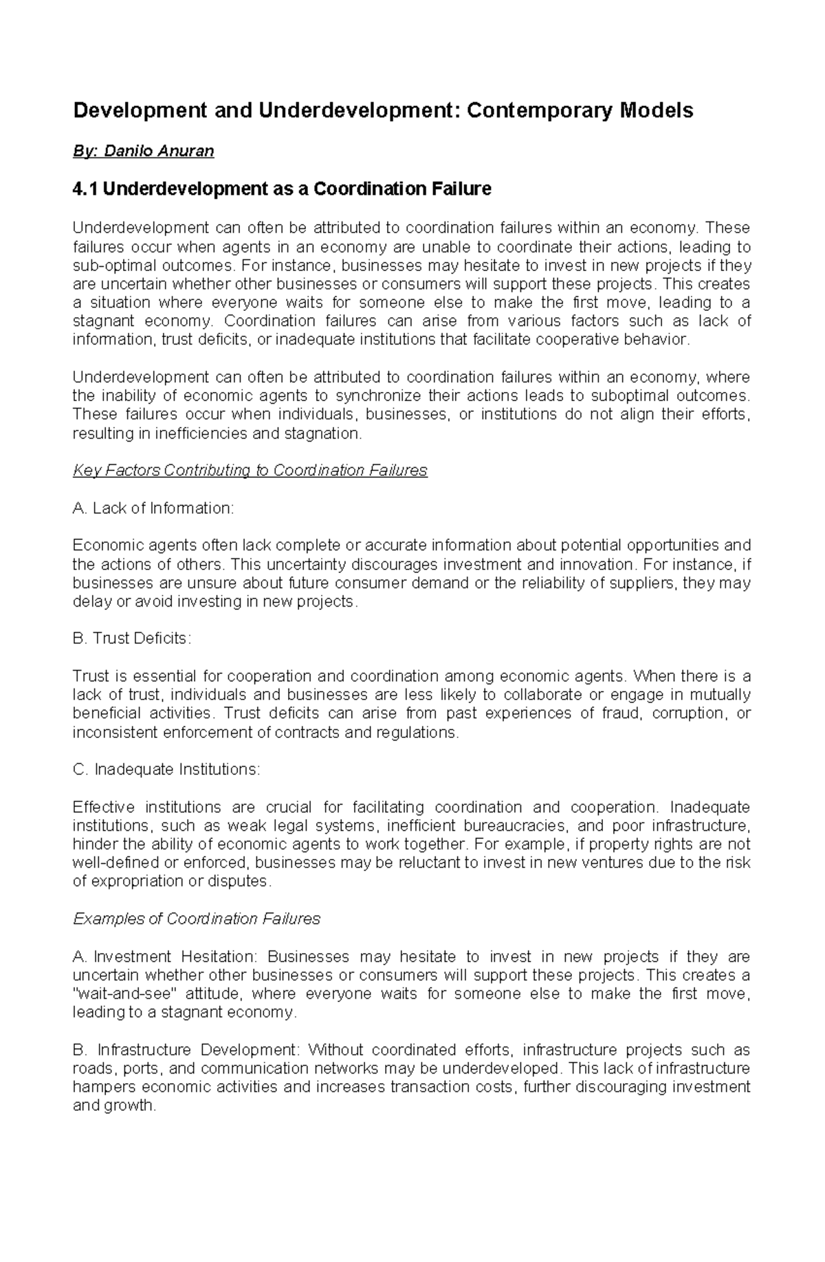 Developmental Economy: A global Perspective - Development and ...