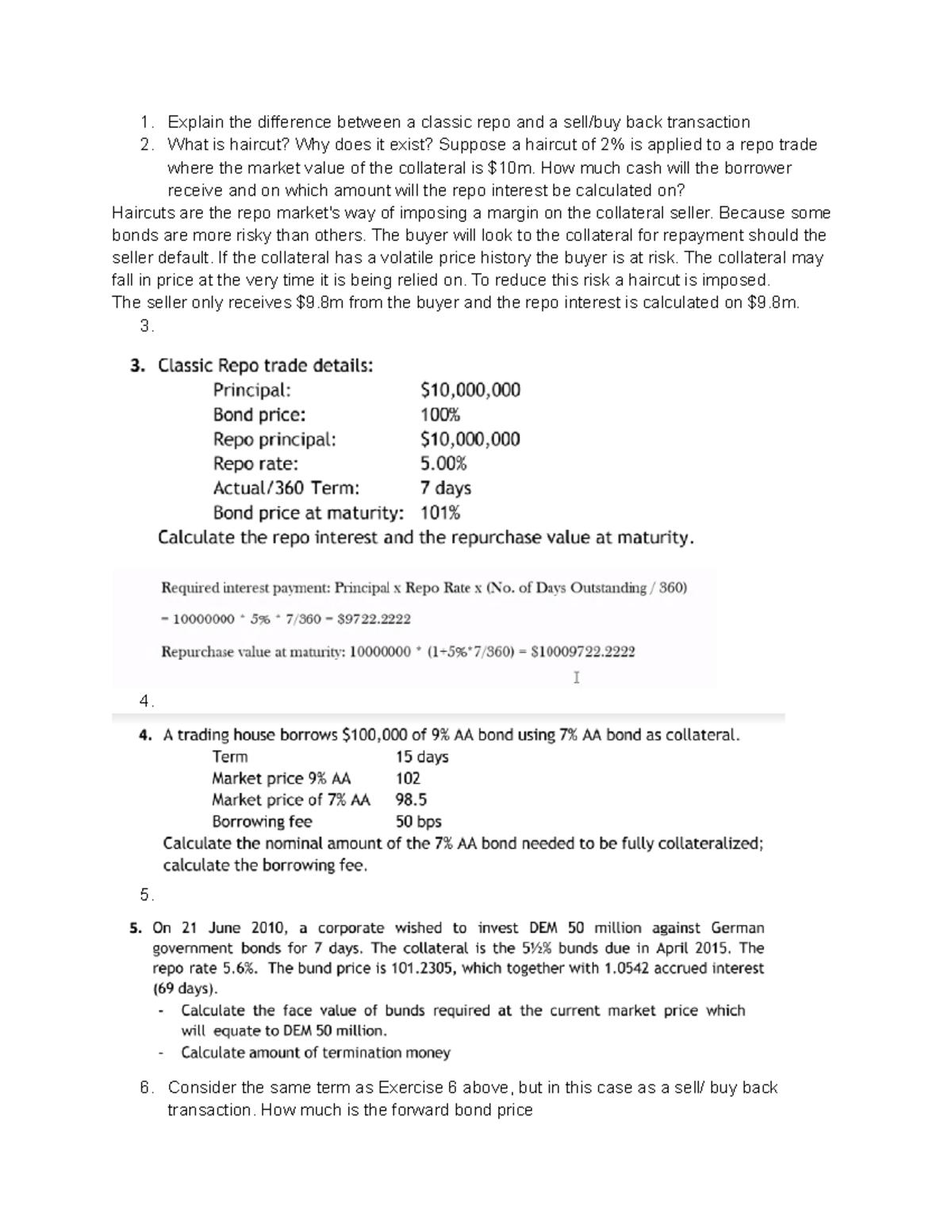 TRM Tutorial week 8 - Explain the difference between a classic repo and ...