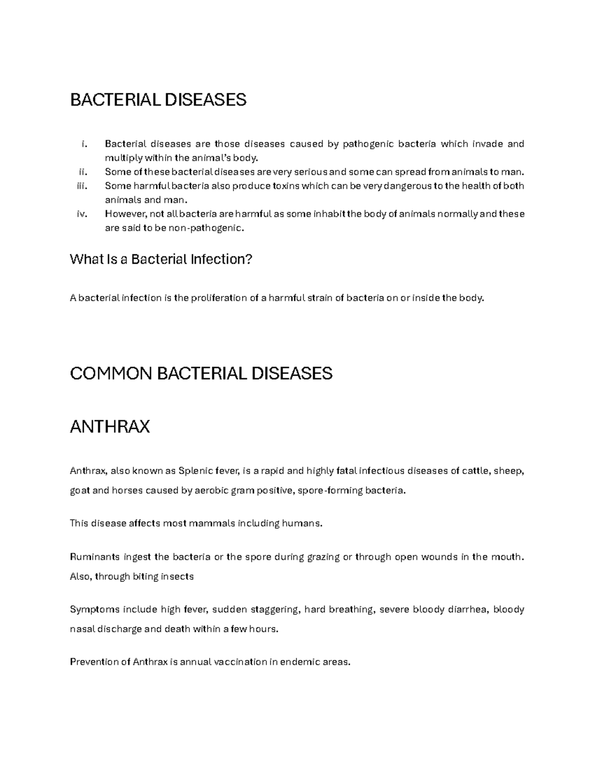 Bacterial Diseases - straight to the point descriptions cut - BACTERIAL ...