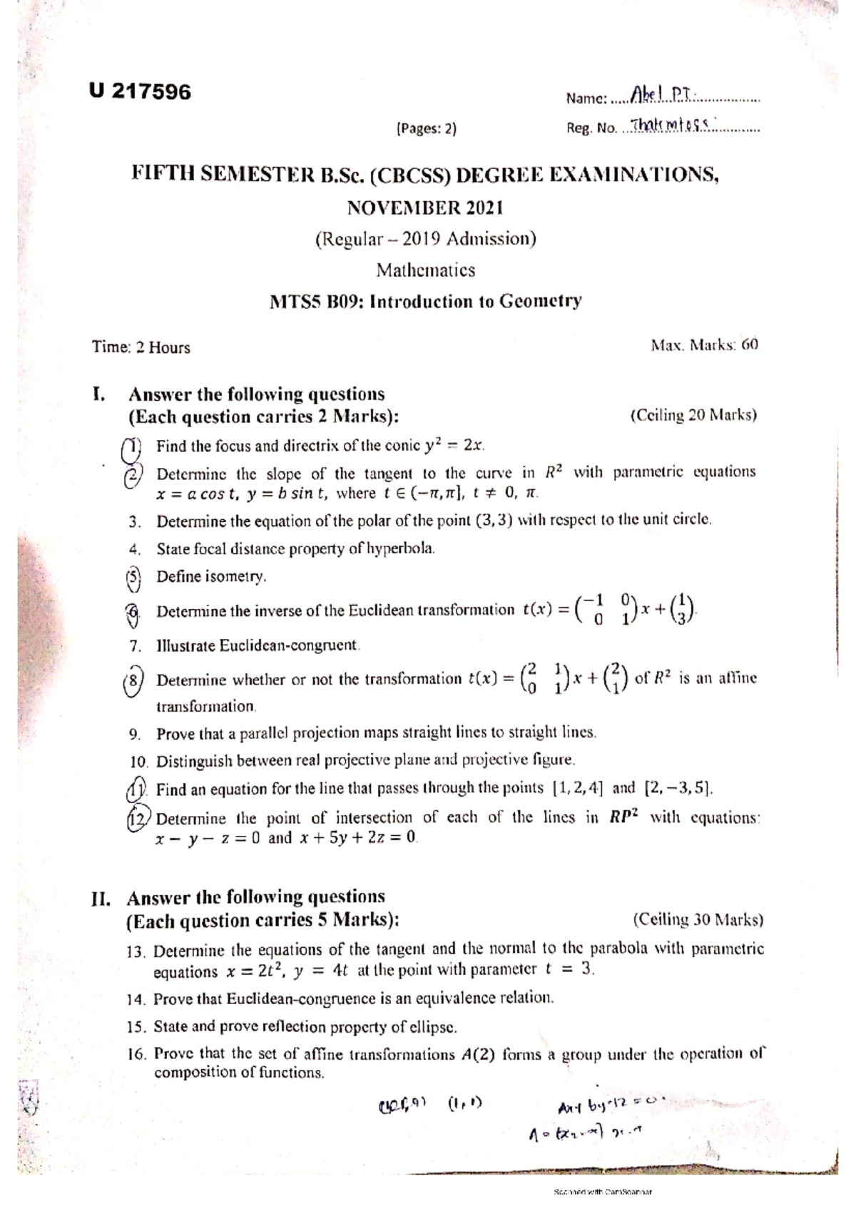 5th sem paper - Bsc maths - Studocu