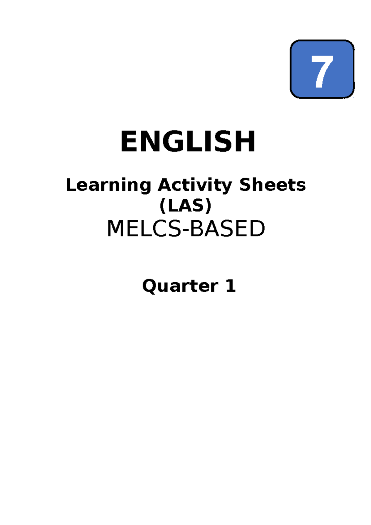 LAS Grade 7 Q3 Learning Activity Sheet ENGLISH Learning Activity