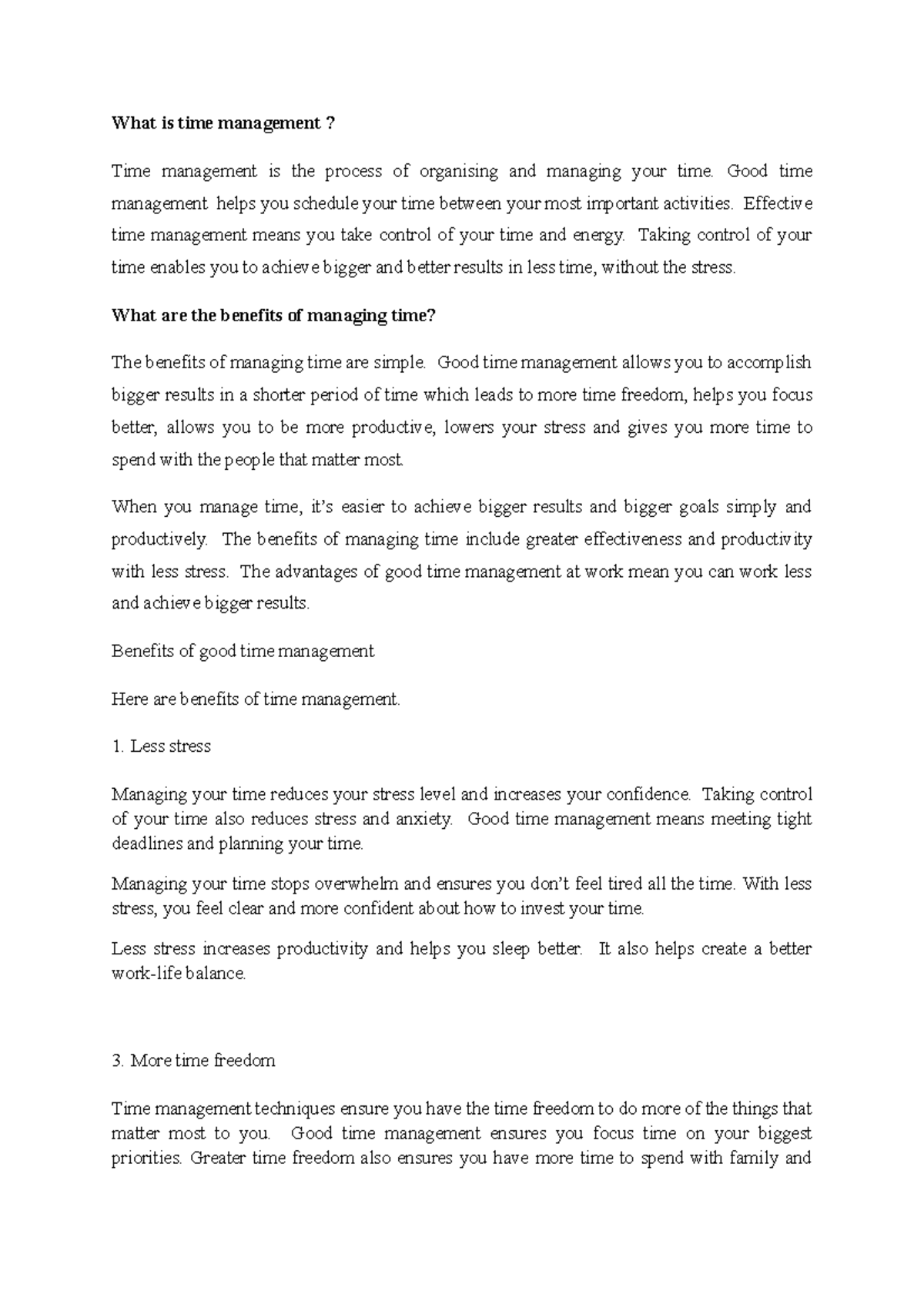 What is time management - What is time management? Time management is ...