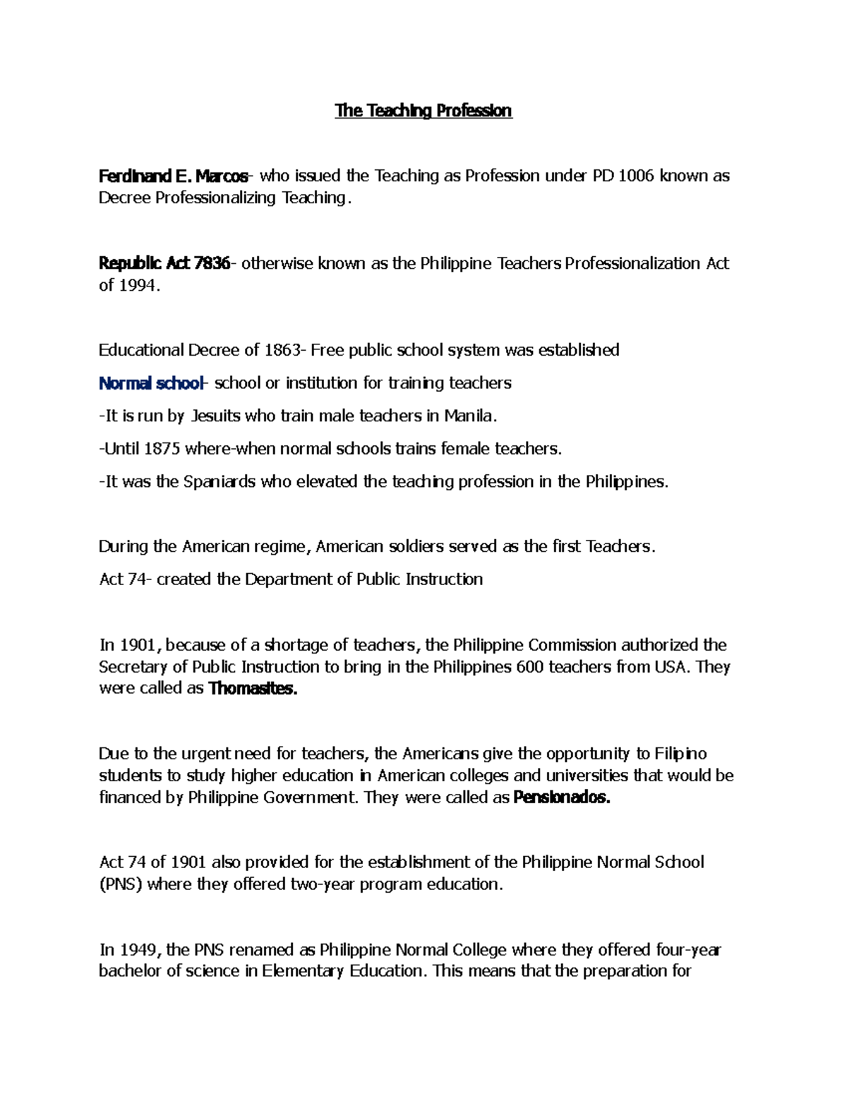 The Teaching Profession - The Teaching Profession Ferdinand E. Marcos ...