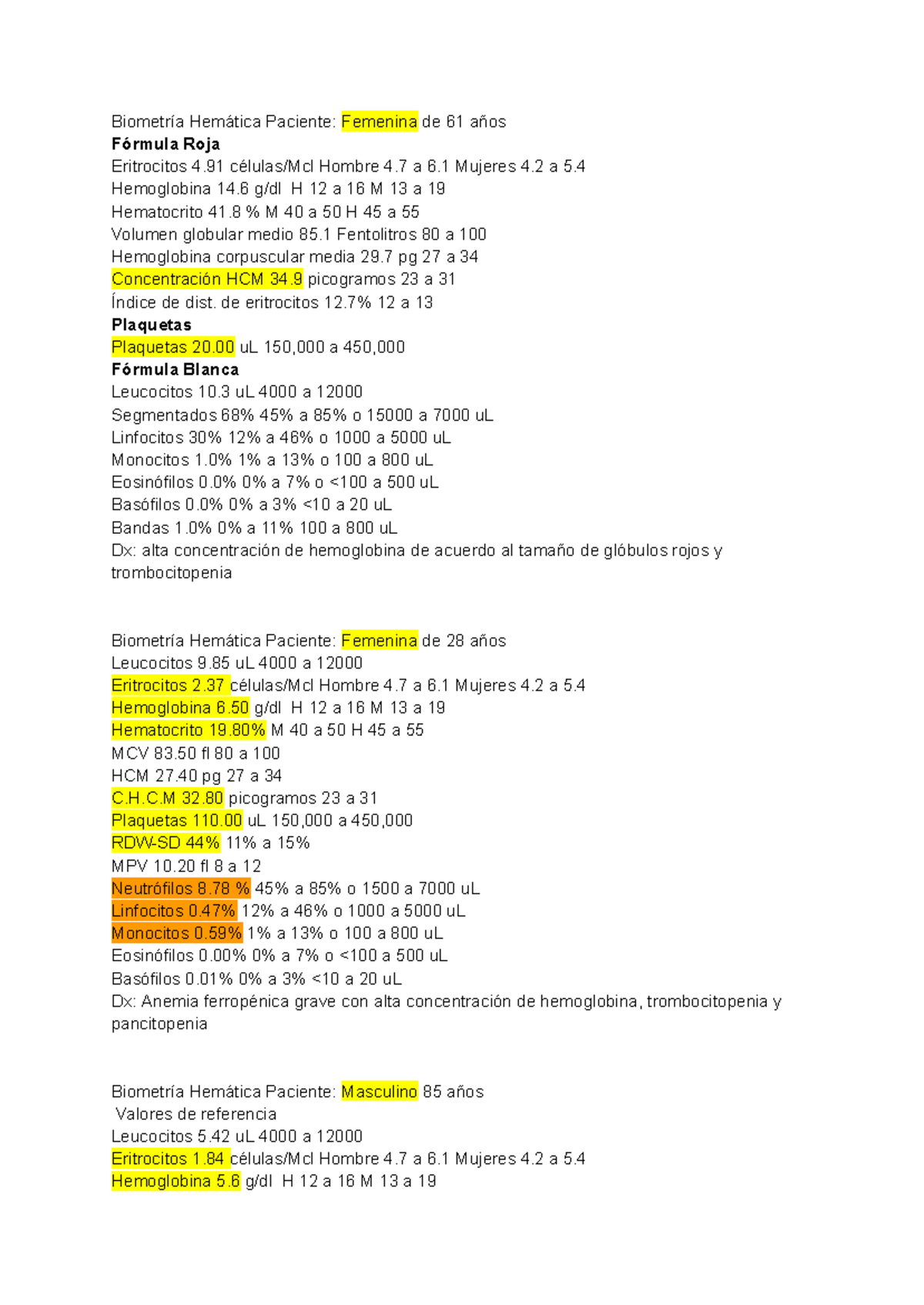 BH interpretacion - Estudios y valores corregidos - Biometría Hemática ...