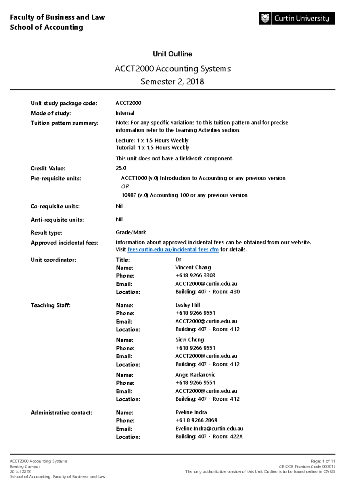 ACCT2000 Accounting Systems Semester 2 2018 Bentley Campus INT ...