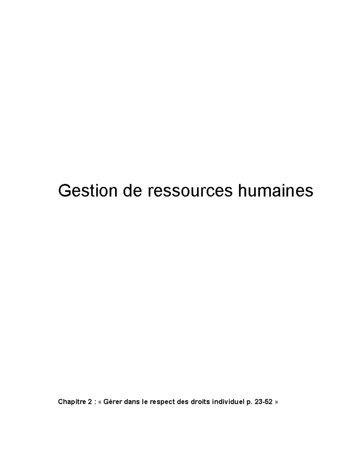 Gestion de ressource humaine - Gestion de ressources humaines Chapitre ...