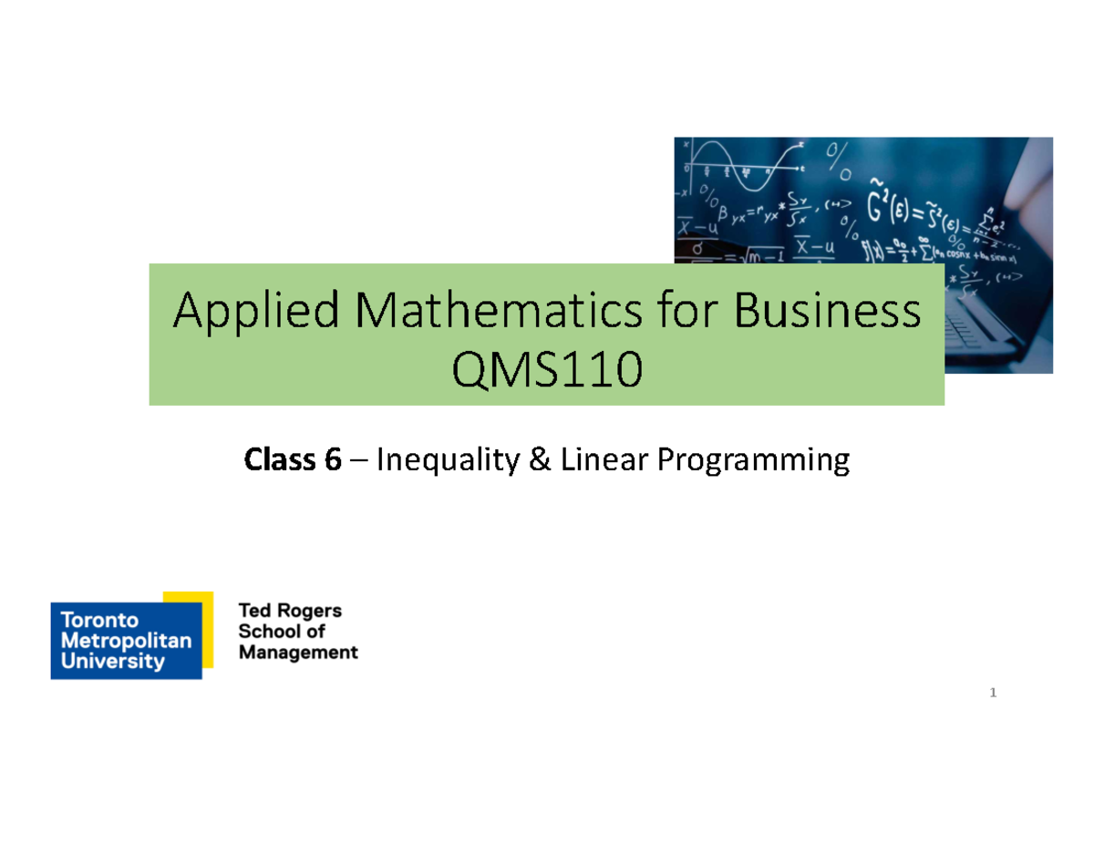 QMS110-Class 61 - Information - Applied Mathematics for Business QMS ...