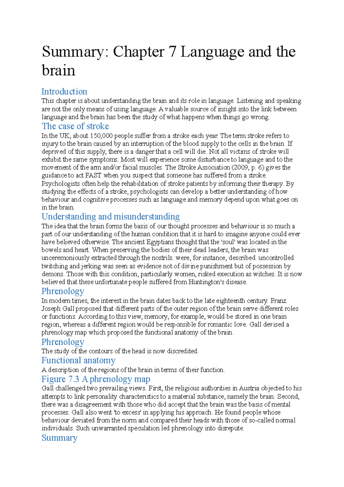 Summary chapter 7 language and the brain 1620907862 - Summary: Chapter 7 Language and the brain ...