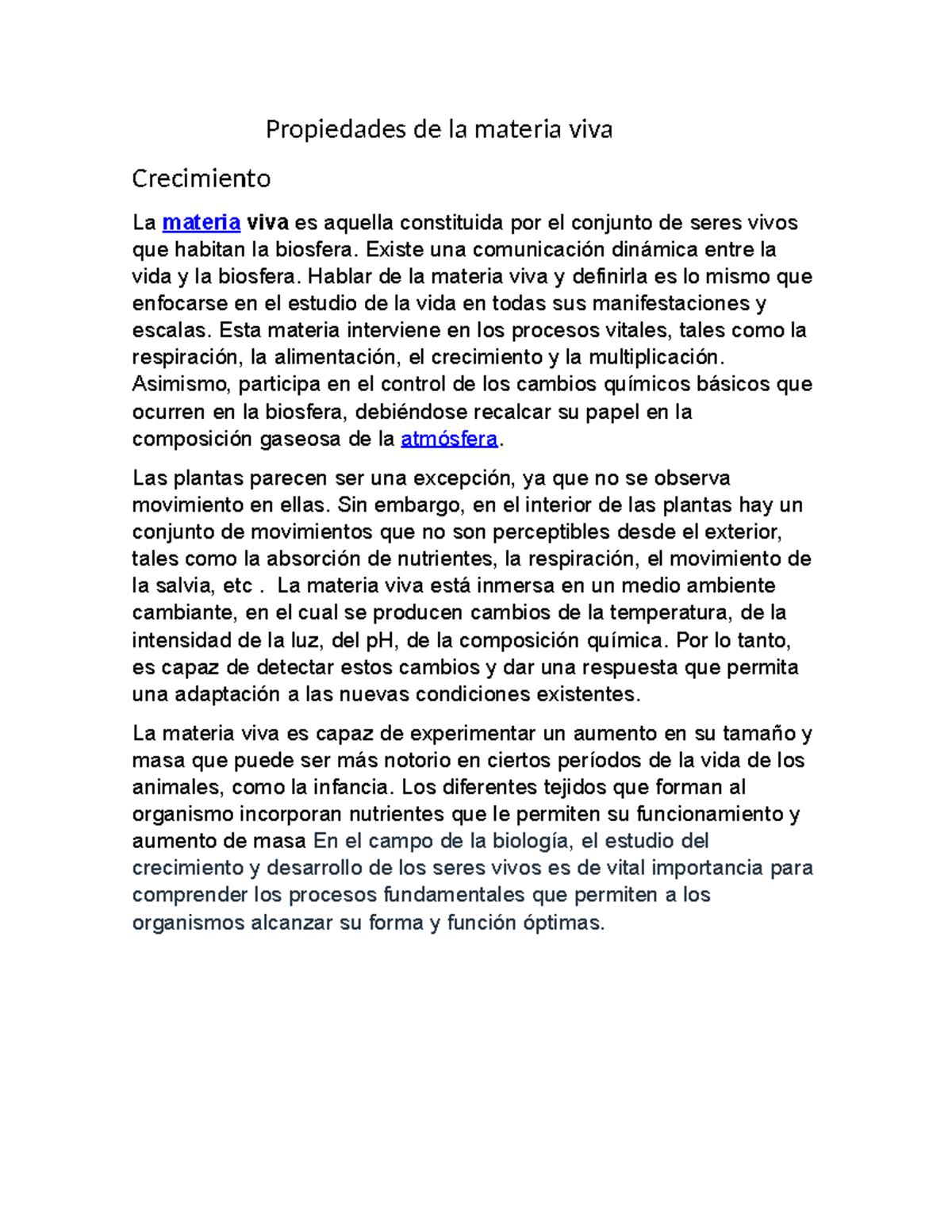 Propiedades de la materia viva - Propiedades de la materia viva ...