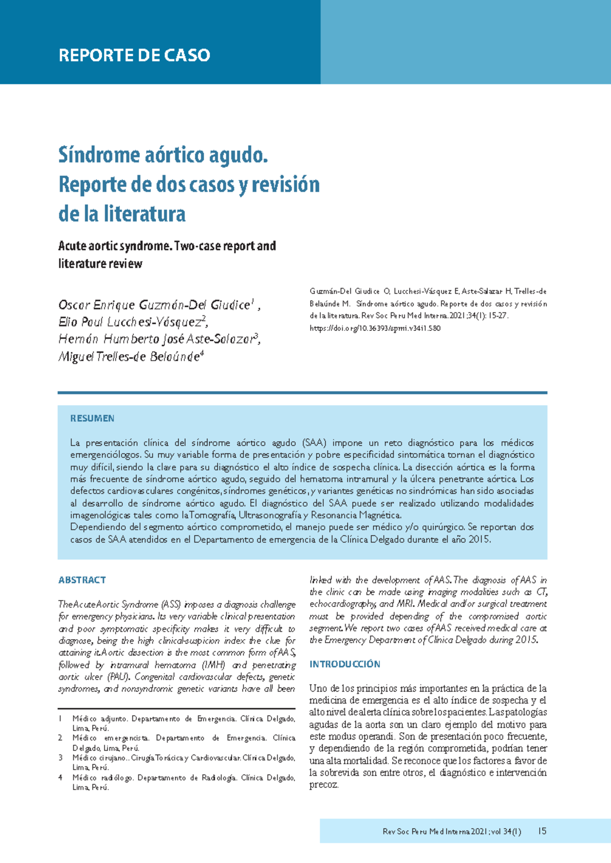 580-Texto del artículo-713-1-10-20210222 - REPORTE DE CASO 1 Médico adjunto. Departamento de ...
