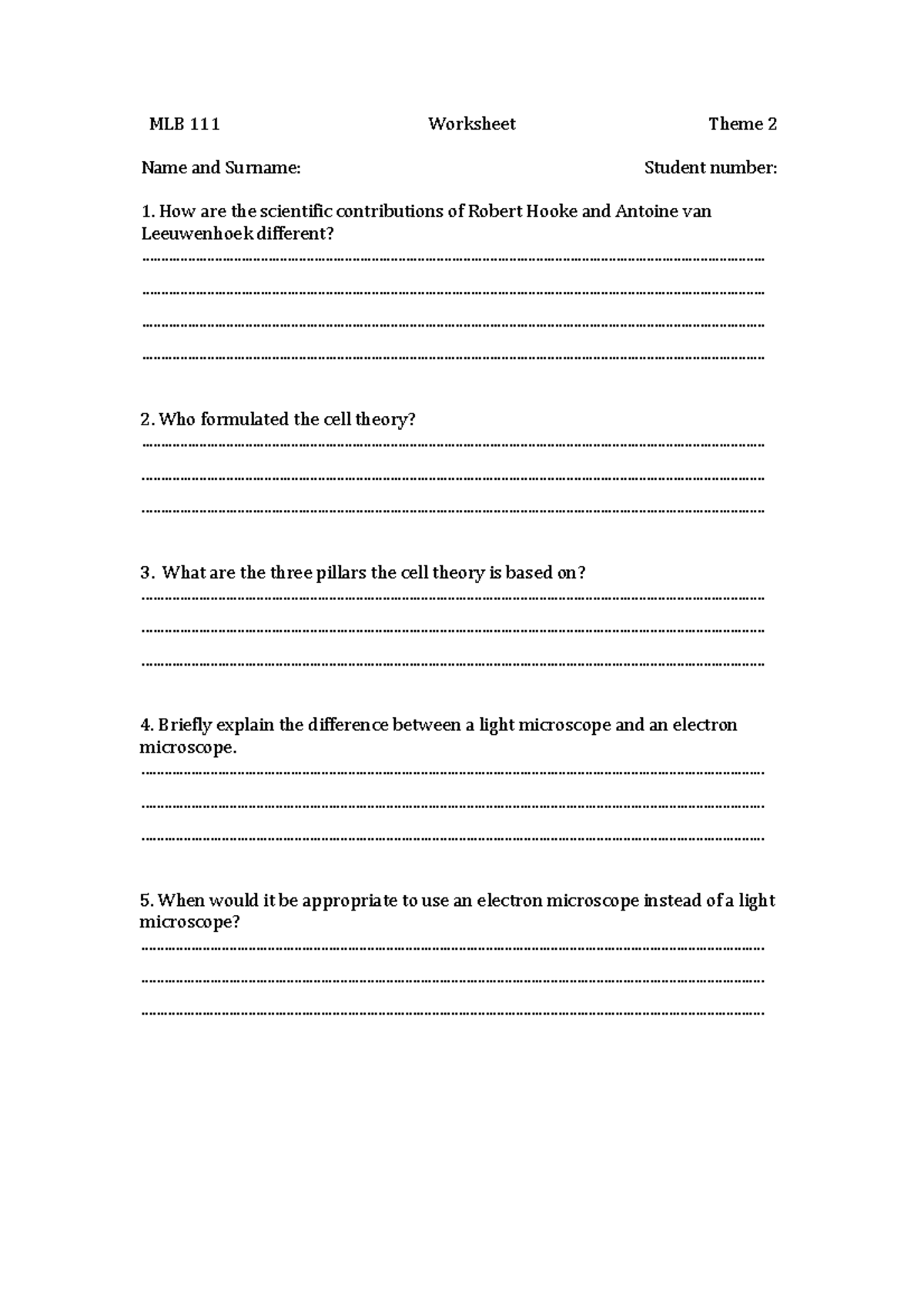 MLB111 Worksheet Theme 2 - MLB 111 Worksheet Theme 2 Name and Surname ...