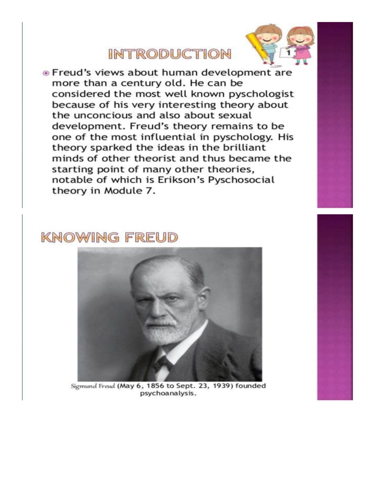 Freud's Point of view of human development - Education - Studocu