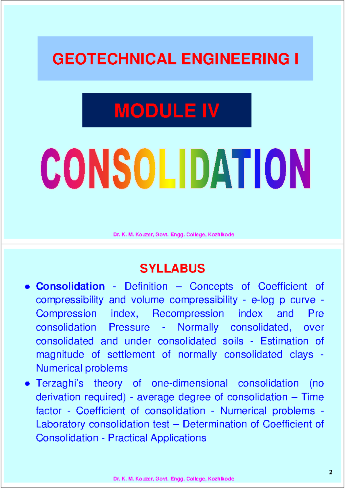 GEI Module IV KTU 2019 Full - GEOTECHNICAL ENGINEERING I MODULE IV Dr ...