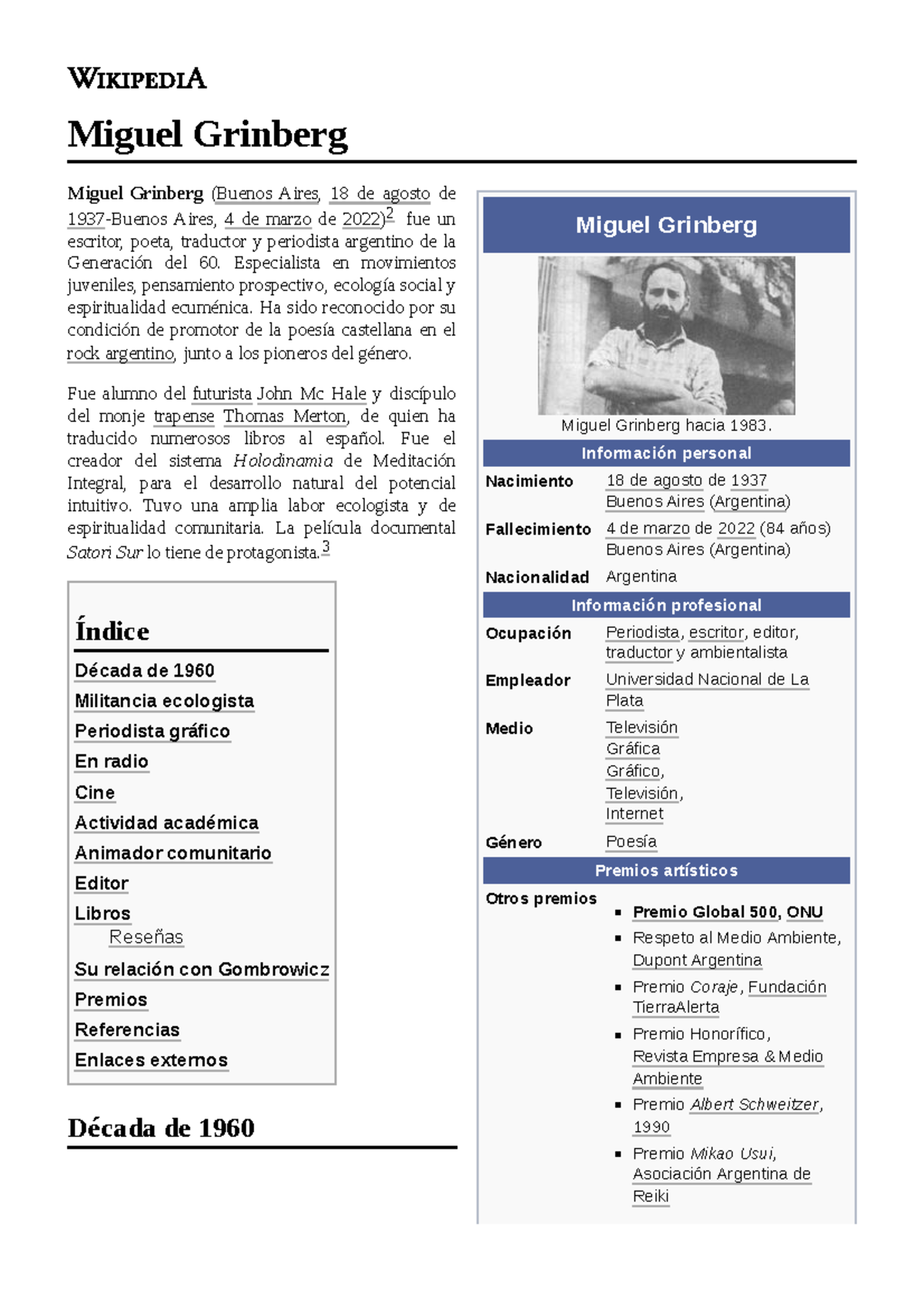 Miguel Grinberg - HISTORIA - Historia mundial - UDeG - Studocu