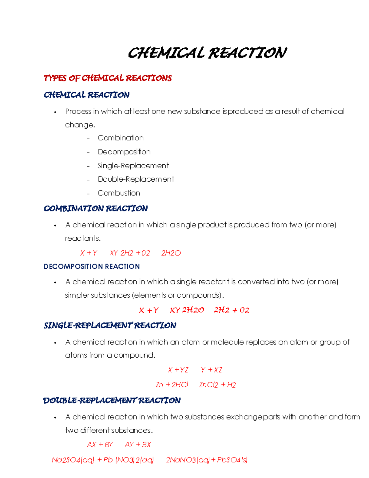 Chemical Reaction - reference - CHEMICAL REACTION ...
