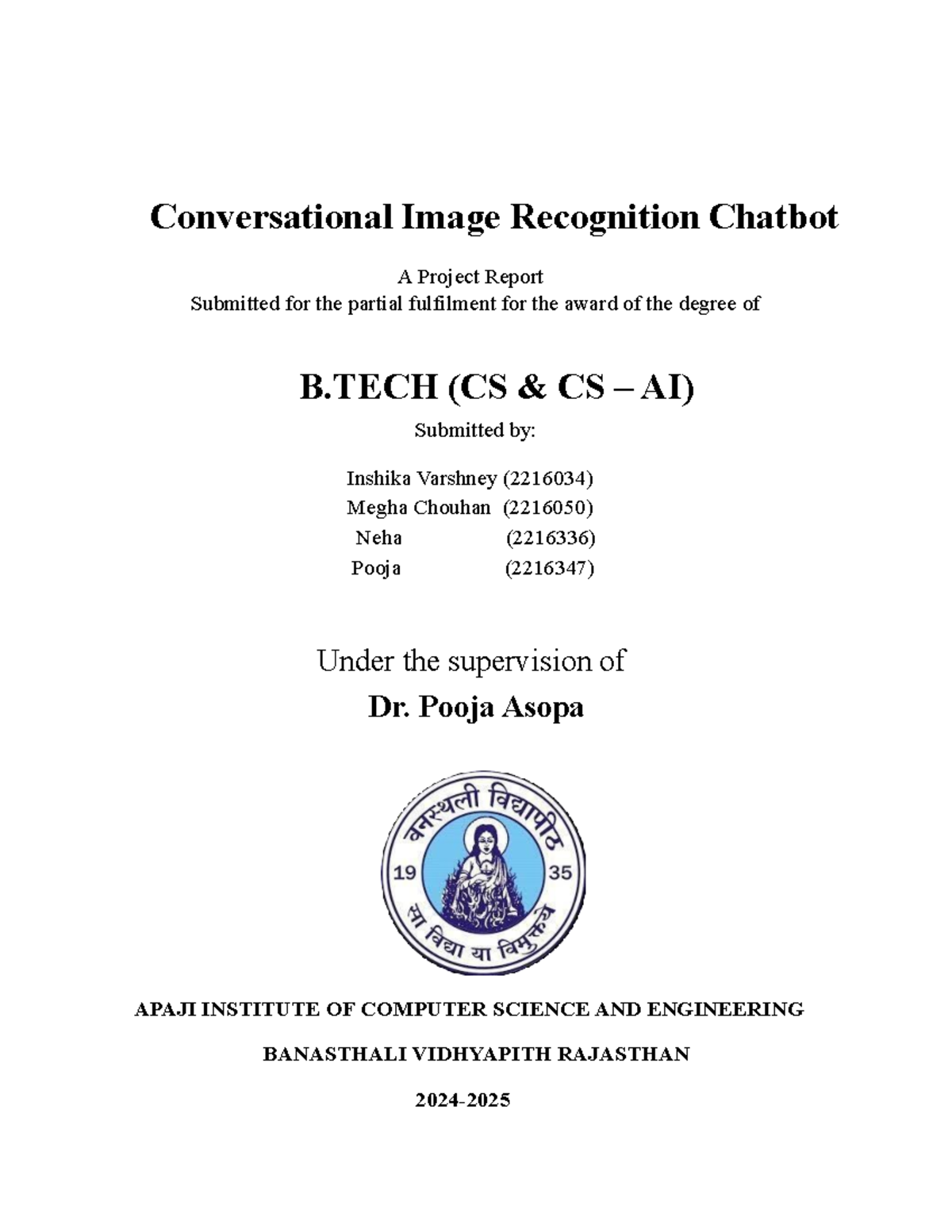 image recogniition chatbot - Conversational Image Recognition Chatbot ####### A Project Report ...