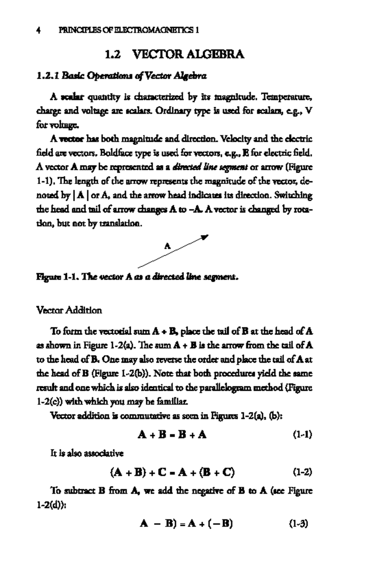 PHY 104 Vectors - 4 PRINCIPLES OF ELECTROMAGNETICS 1 1 VECTOR ALGEBRA 1.2 Basic Operations of ...