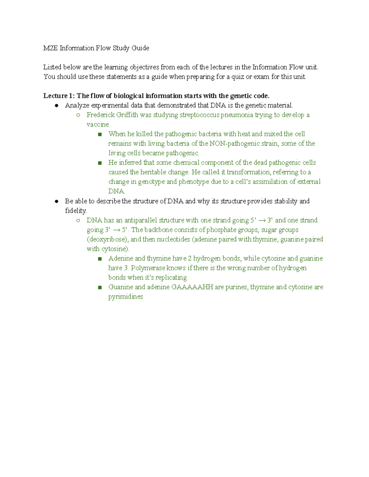 Info Flow Study Guide - M2E Information Flow Study Guide Listed below ...