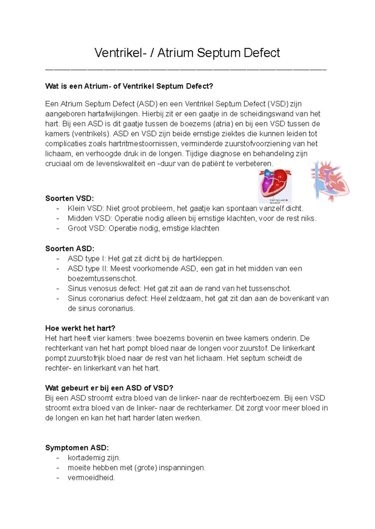Biologie PO Deel 3 Patiëntenfolder - Ventrikel- / Atrium Septum Defect ...