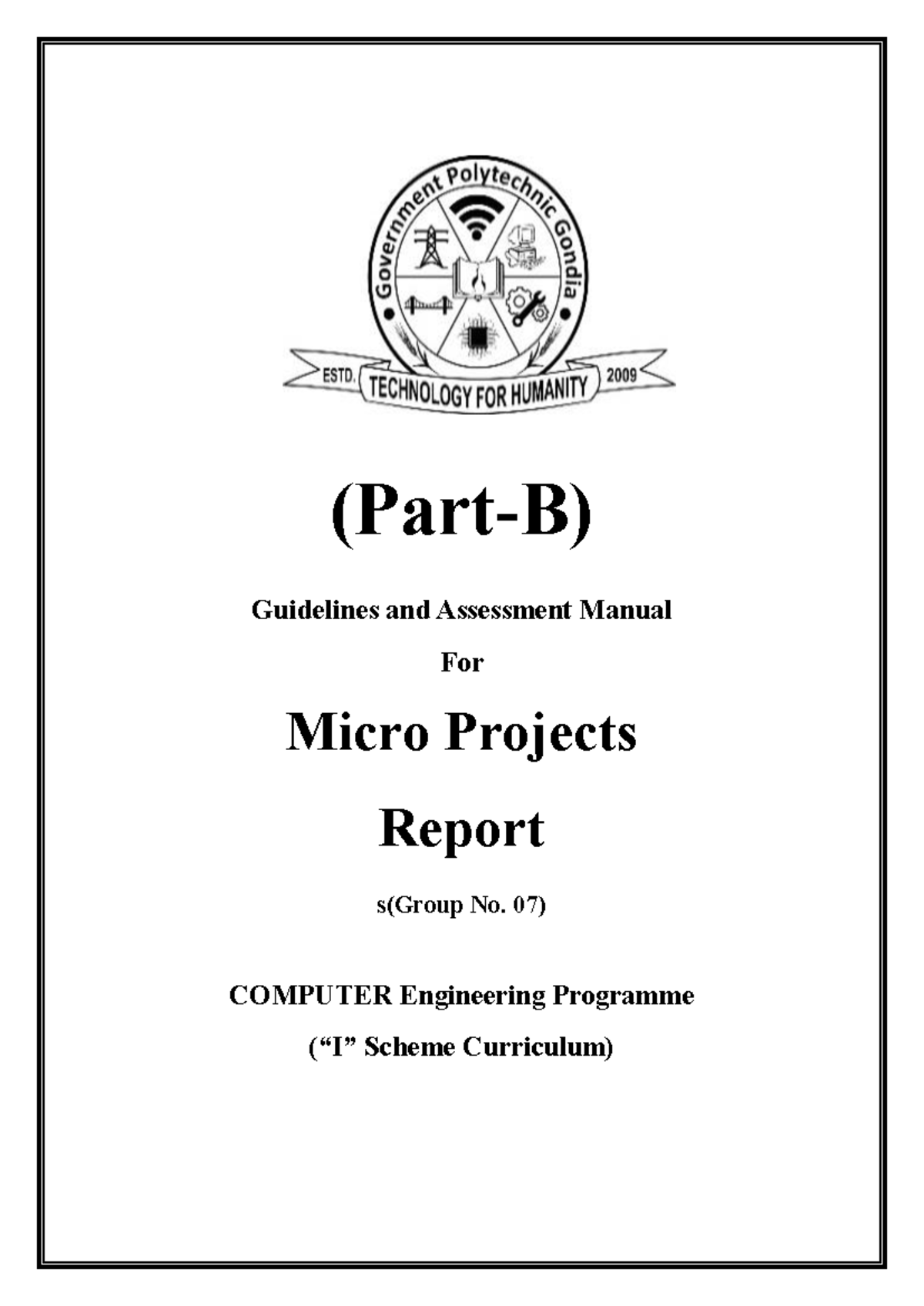 EDE Report - (Part-B) Guidelines and Assessment Manual For Micro Projects Report ####### s(Group ...
