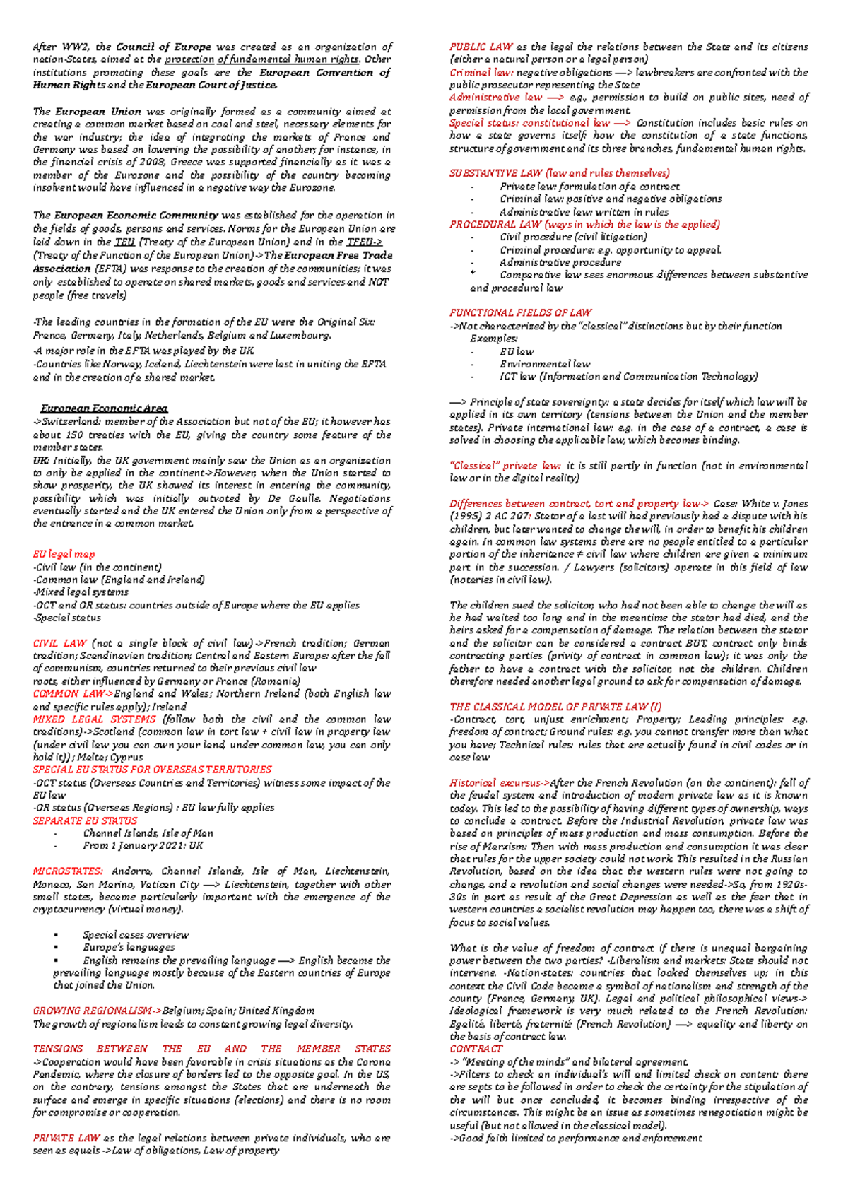 After WW2 - notes - After WW2, the Council of Europe was created as an ...